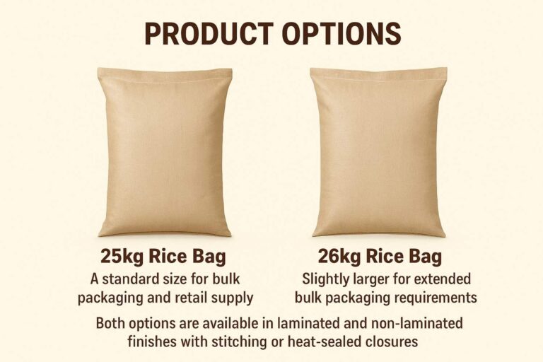 Premium Quality Rice Bags – Available in 25kg & 26kg Packaging